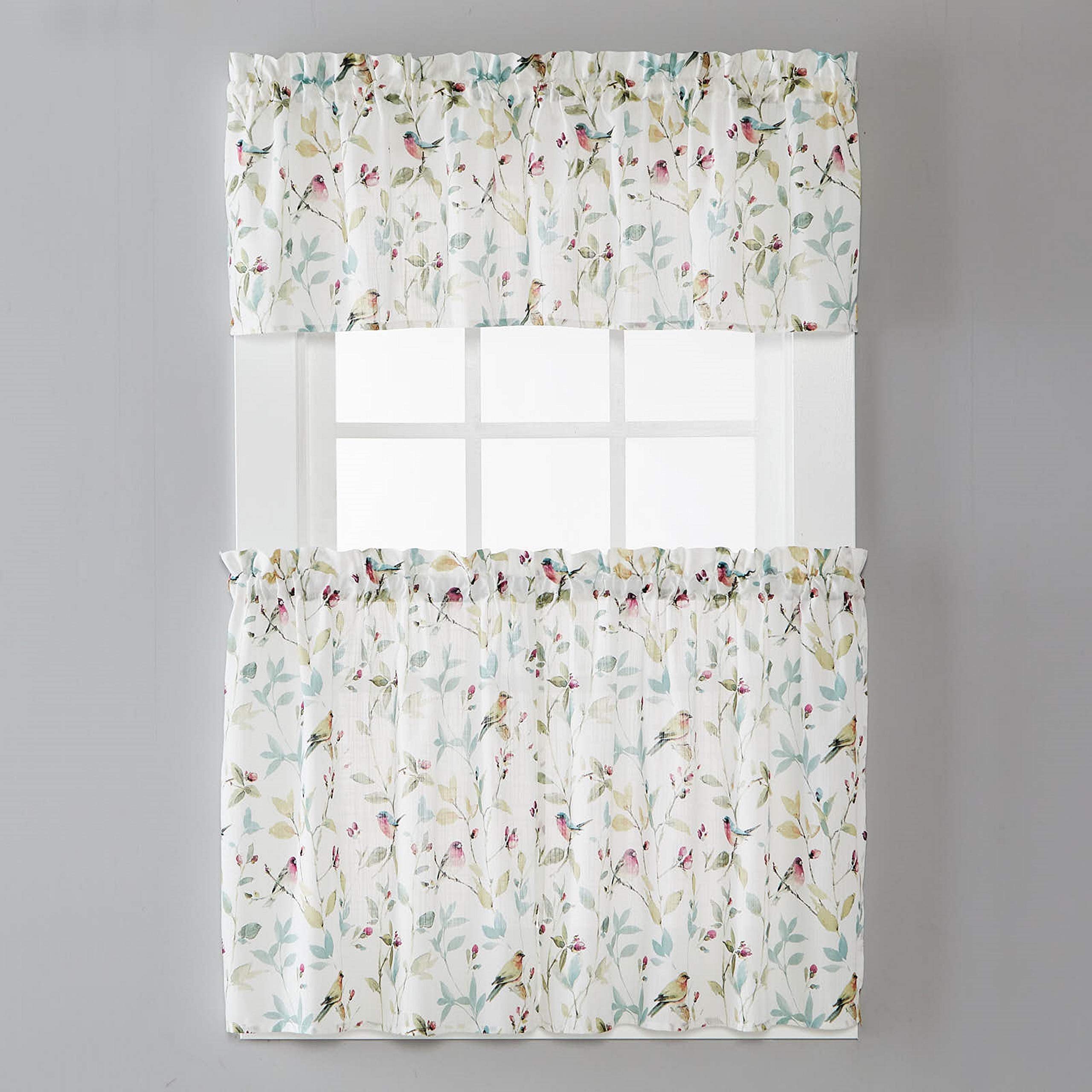 SKL Home by Saturday Knight Ltd. Aviary Curtain Tier Pair, 54 Inches x 36 Inches, Pastels