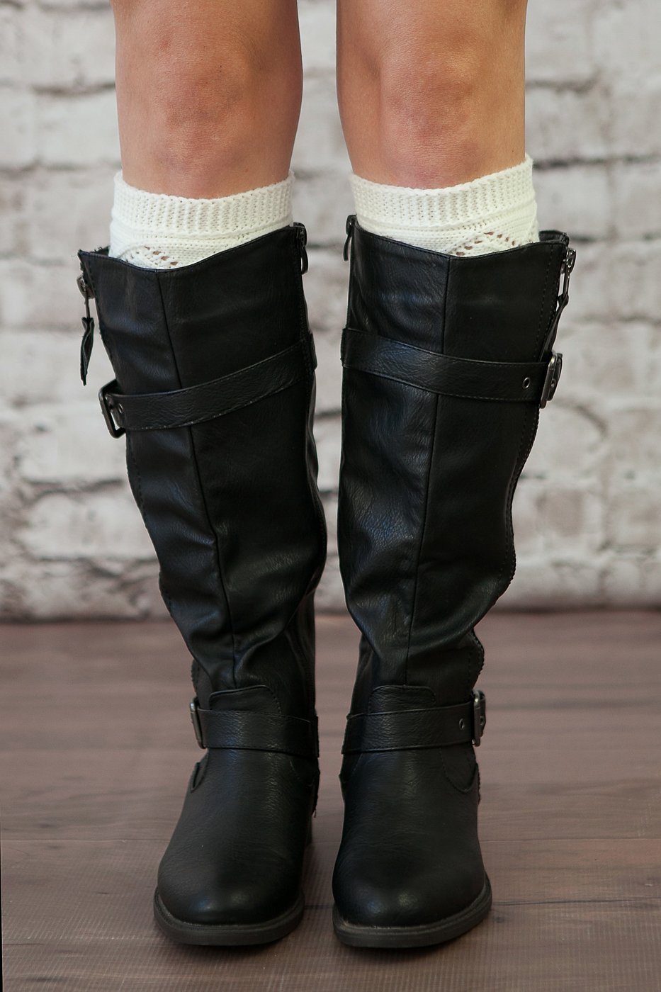 Modern Boho Knit Boot Cuffs Criss Cross Pattern Boot Toppers Ivory