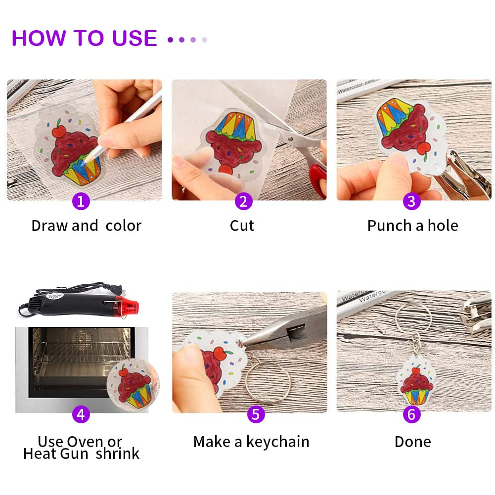 POPMISOLER 183 Pieces Shrink Plastic Kit DIY Ornaments or Creative Craft DIY Accessories Kit for All Ages Great Gift