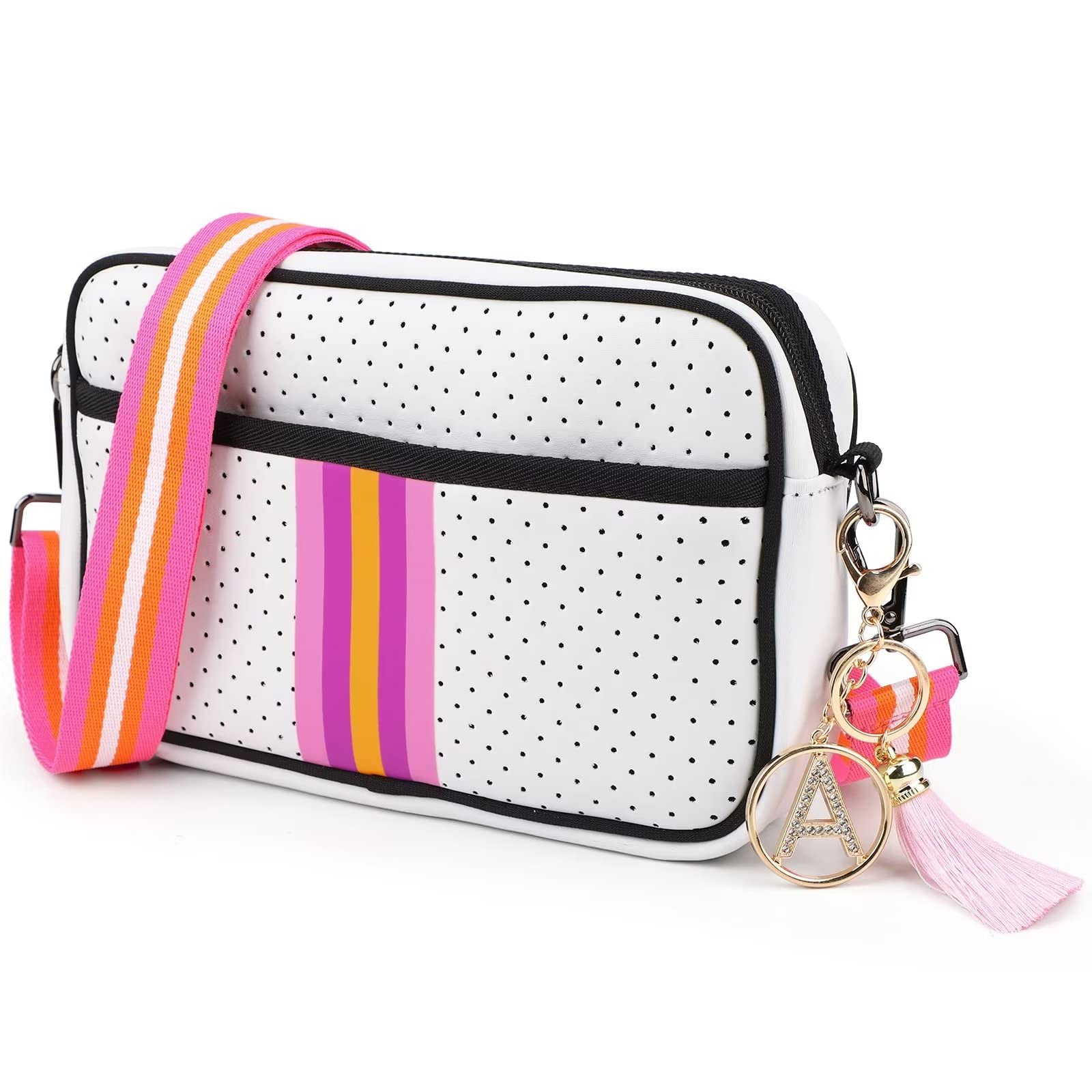 Colnic Women's Crossbody Handbags Small Crossbody Purses for Women Neoprene Pink Leopard with Adjustable Strap