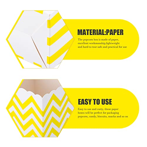 NUOBESTY 48pcs Popcorn Boxes Paper Popcorn Buckets Mini Cardboard Candy Container Gold Foil Chevron Striped Treat Boxes for Popcorn Machine Accessories Birthday Theater Party Favors