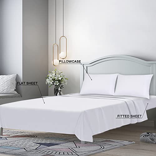 Mejoroom Queen Sheet Set - Hotel Luxury 1800 Bedding Sheets & Pillowcases - Deep Pocket Fitted Sheet, Hypoallergenic, Wrinkle& Breathable, Fade Resistant - 4 Piece (Queen,White)