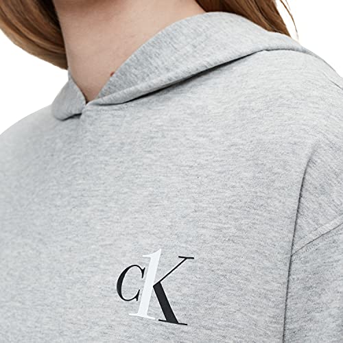 Calvin Klein Women's CK One French Terry Cropped Long Sleeve Hoodie, Grey Heather, M