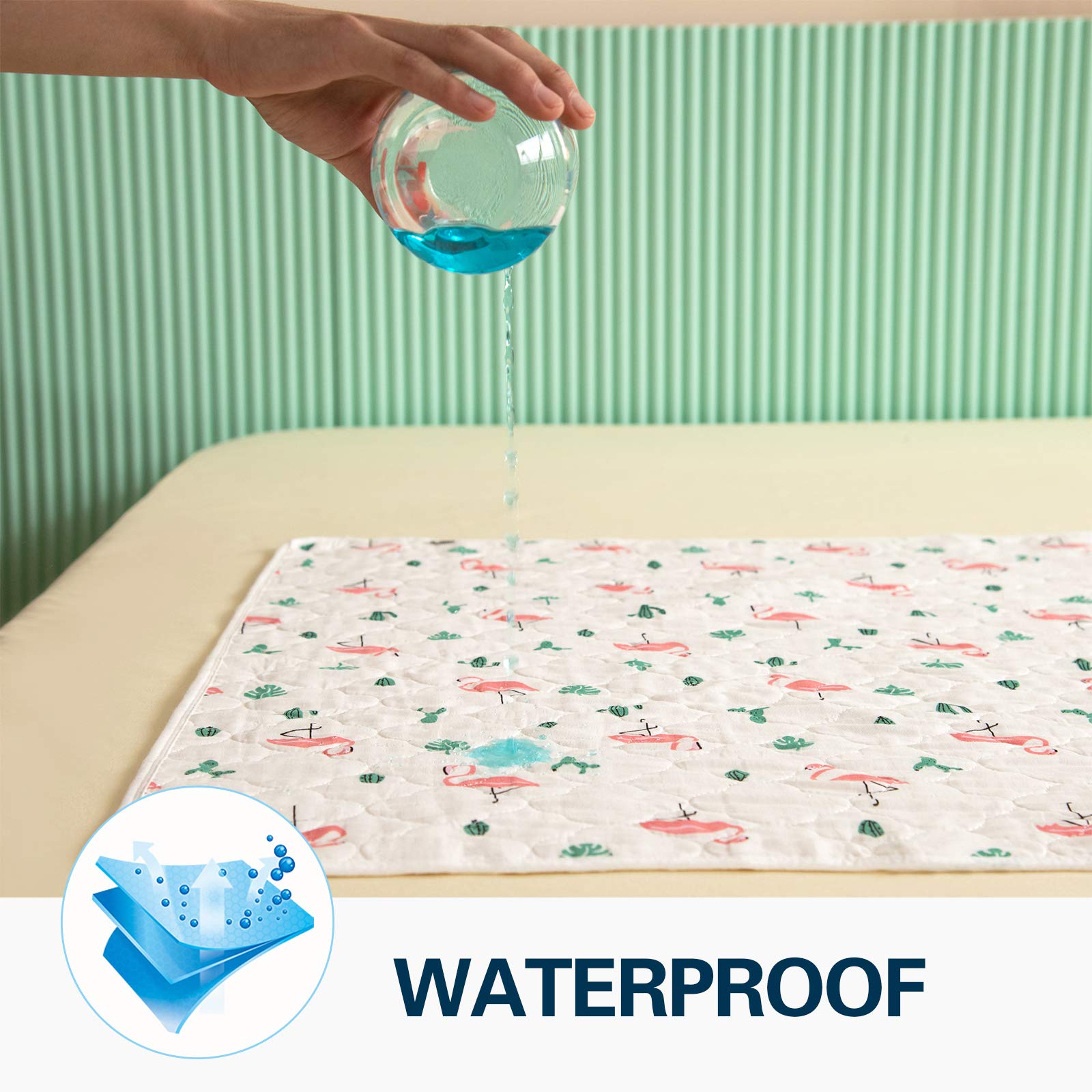 Catteyonce 2 Pcs 27x35Inches Waterproof Changing Pads,Reusable Leak Proof Crib Disaper Pads,Portable Unisex Baby Changing Mat for Home&Travel.
