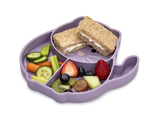 melii Divided Silicone Suction Plate - 100% Silicone, for Baby + Toddlers β BPA Free, Dishwasher & Microwave Safe (Cat)