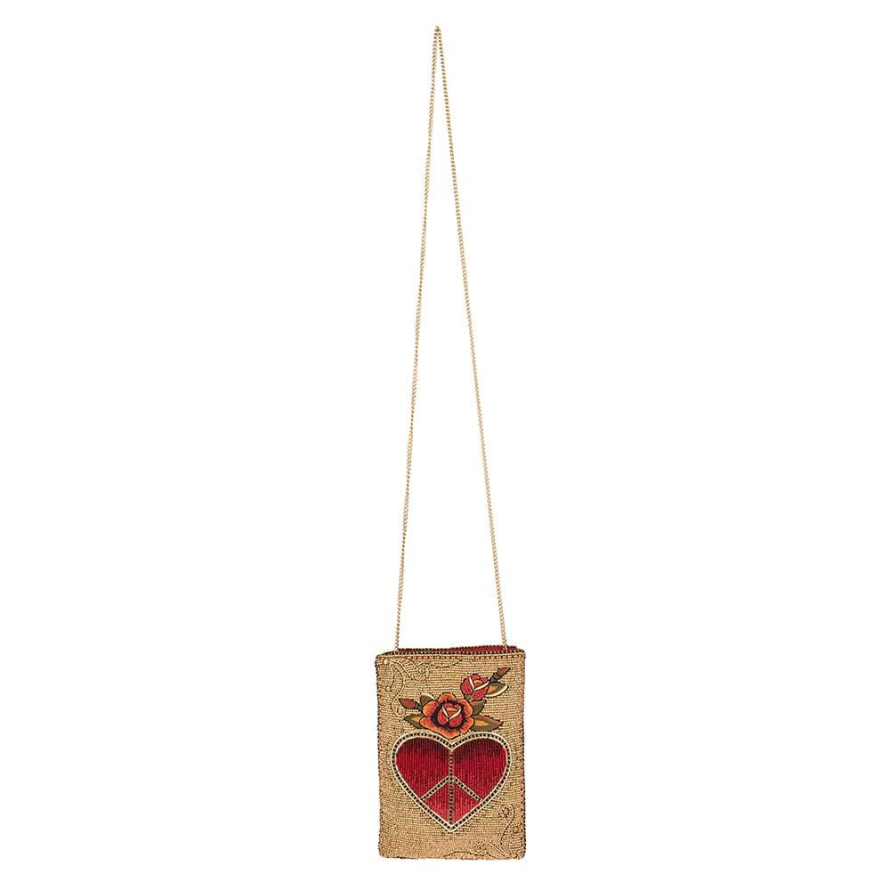 Mary Frances I Love Peace Beaded Mini Crossbody Clutch Handbag, Multi