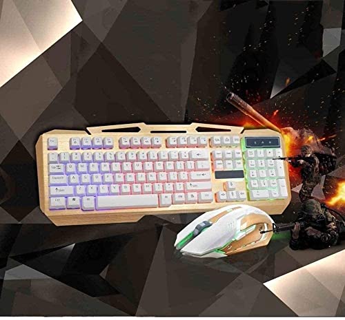 Corsehild Gaming Keyboard USB Wired Keyboard, Ergonomic Water-Resistant Mechanical Keyboard, LED Backlit Keyboard for Desktop, Computer, PC