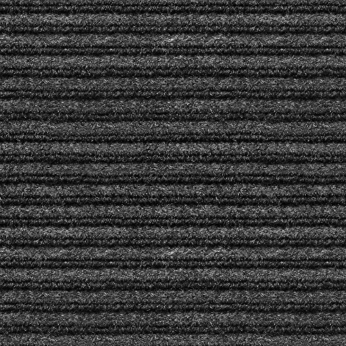 House, Home and More Indoor Outdoor Double-Ribbed Carpet Runner with Skid-Resistant Rubber Backing - Smokey Black - 3 Feet x 10 Feet