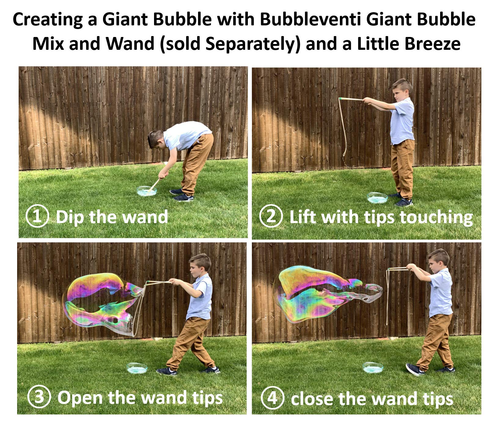 Bubbleventi Giant Bubble Mix | Made in USA |100% Vegan Non-Toxic Powder Makes 10 Gallons of Premium, Big Bubble Solution for kids’ STEM fun | Use in Bubble Wands + Machines