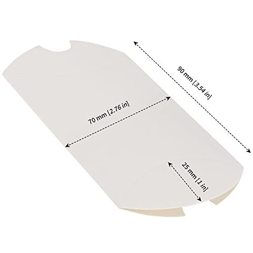MANCHAP 200 PCS 3.5 x 2.5 Inch White Kraft Paper Pillow Boxes, Small White Pillow Candy Box with 2m Jute Twines, Pillow Gift Boxes Thank You Treat Boxes for Party Favors, Proposal, Wedding