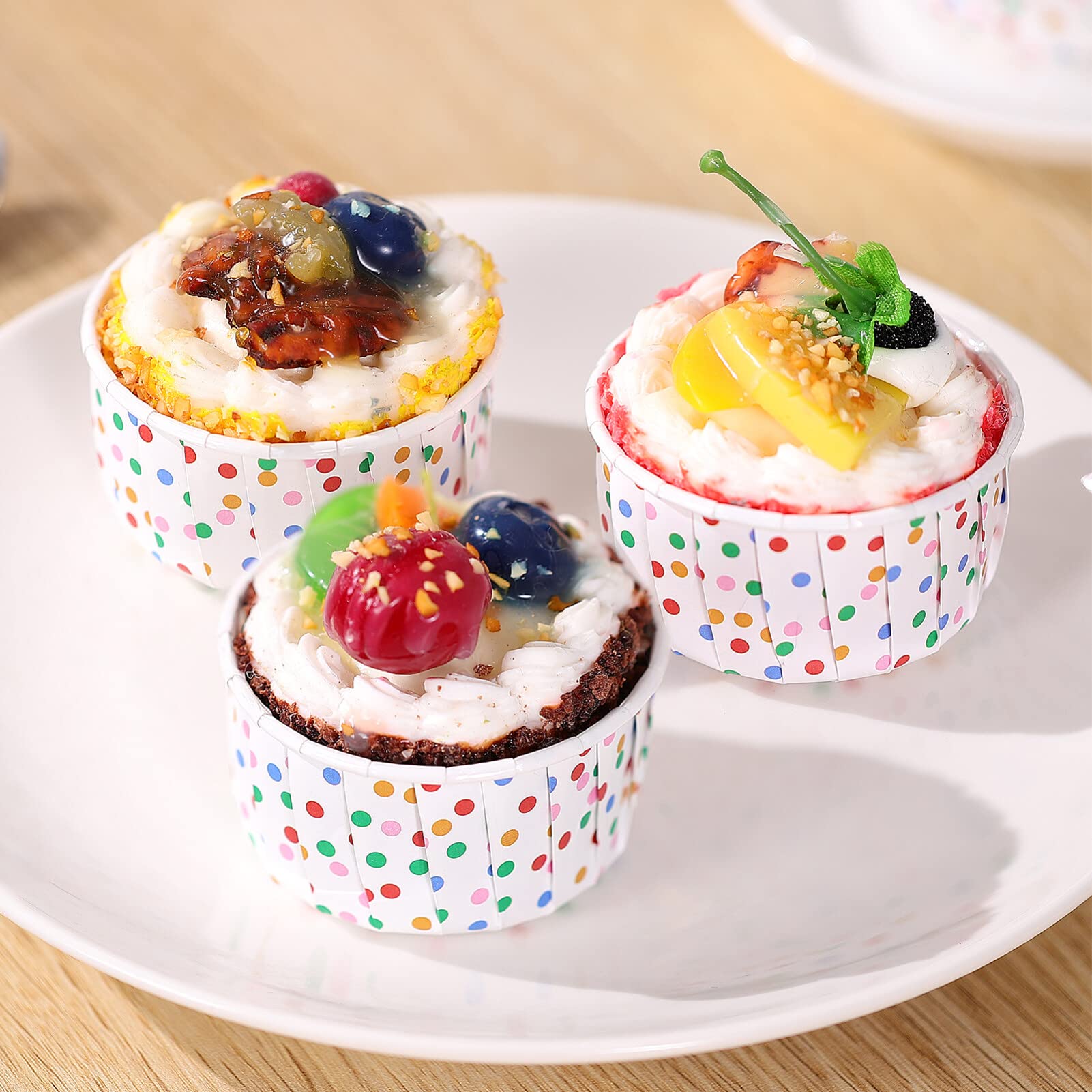 Cabilock 100Pcs Paper Ice Cream Cups Disposable Dessert Bowls with Dots Paper Cake Baking Cup Party Supplies
