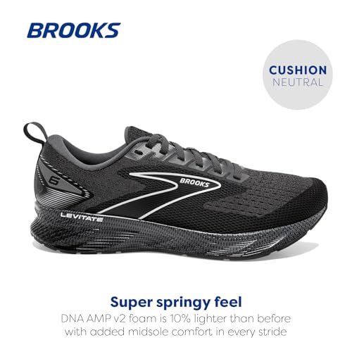 Brooks Men’s Levitate 6 Neutral Running Shoe - Blackened Pearl/Ebony/White - 9 Medium