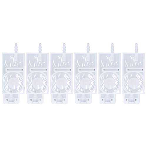 Estink Ink Damper, 6Pcs in Line Interface UV Printer Ink Damper Solvent Inkjet Head Rectangular PP Damper Replacement for XP600 Printer for 4mm x 3mm Ink Tube(White)