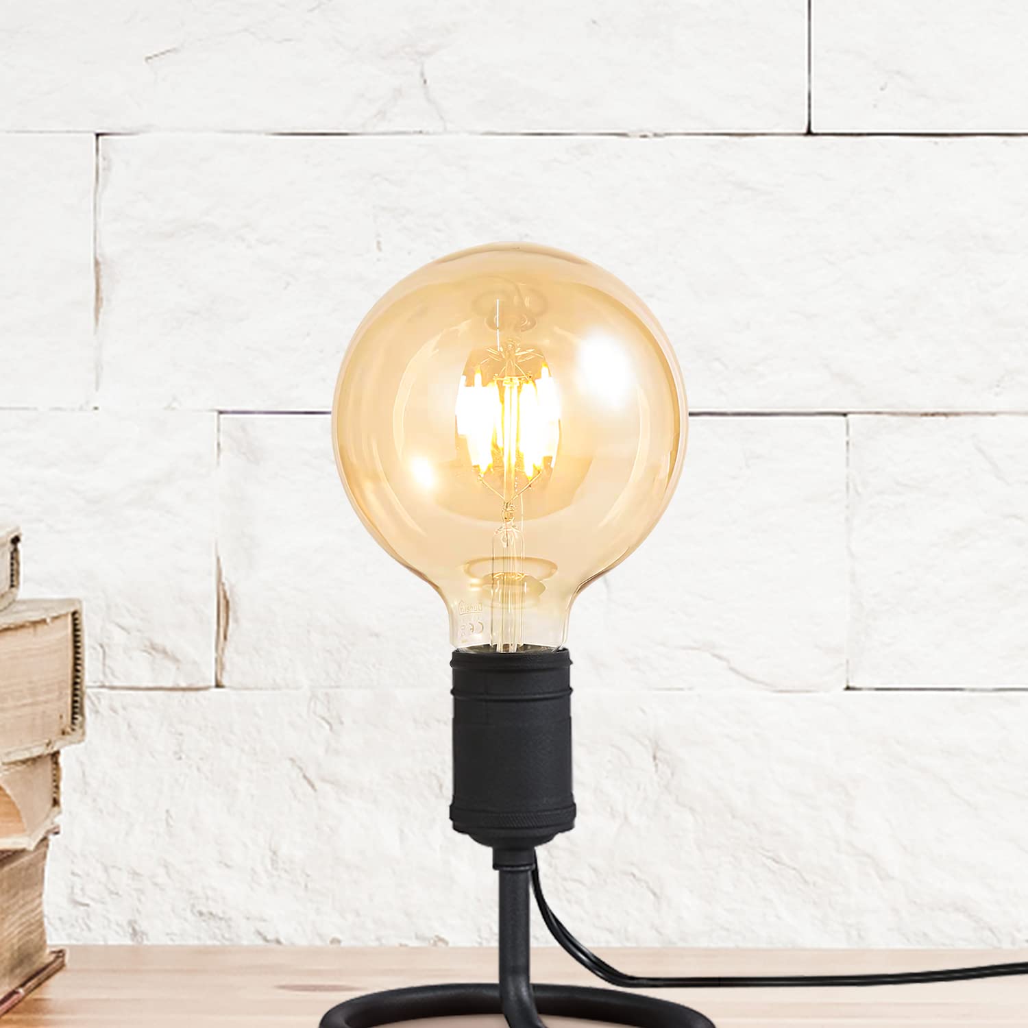 LED Bulbs 60 Watt Equivalent, 2 Pack 6W G125 LED Globe Bulbs, Antique Vintage Light Bulbs Amber, E26 LED Edison Light Bulb, 2700K 800LM Warm White, E26 Standard Base, Non-Dimmable
