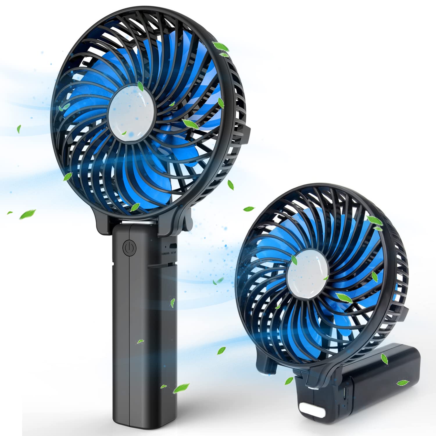 Portable Handheld Fan,USB Rechargeable Mini Fan with 2200mAh Battery Operated, Small Hand Held Fans 3 Speeds Adjustable, 180° Rotation Foldable Personal Desk Fan for Home Office Desktop and Travel