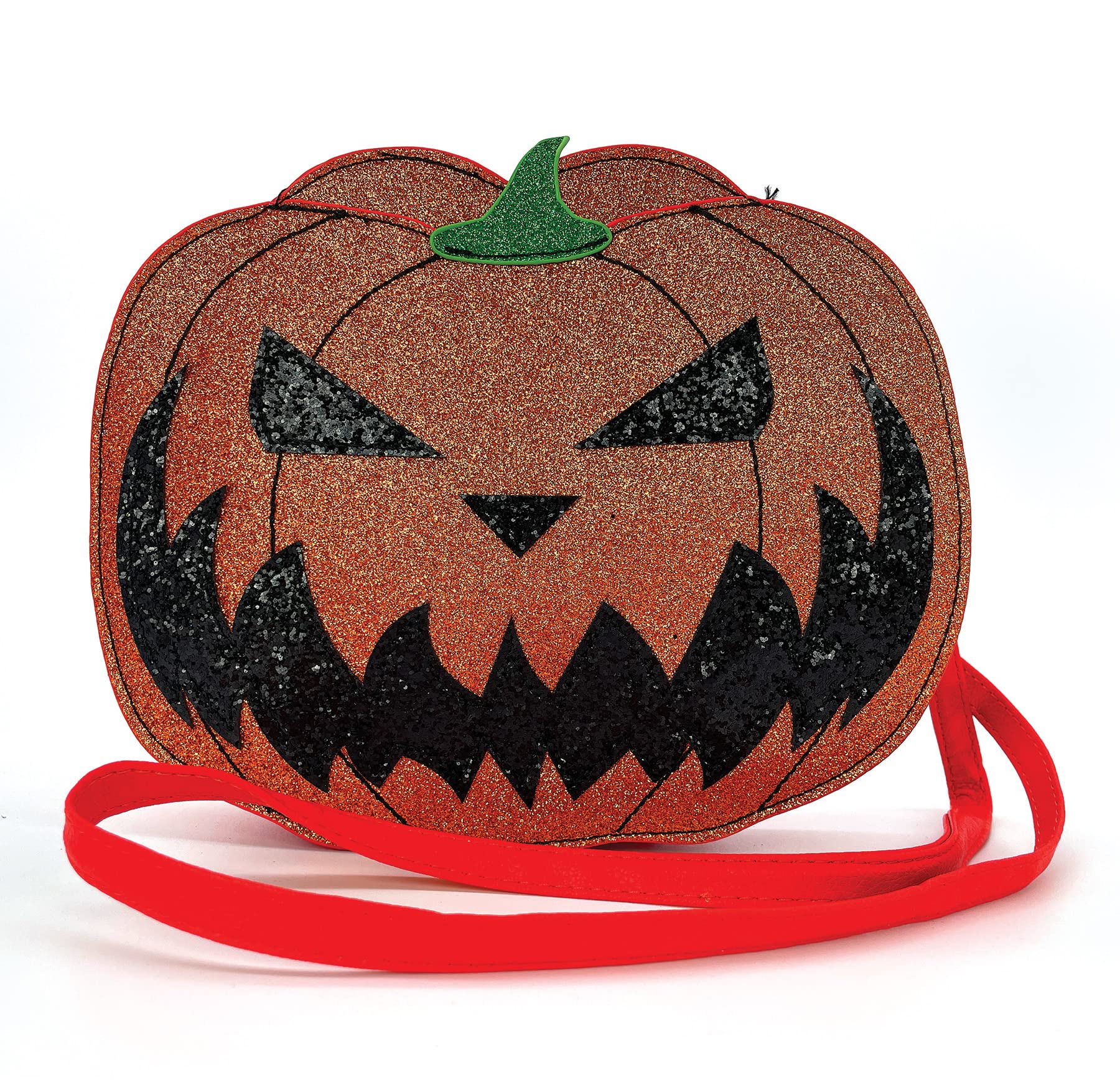 Sleepyville Critters - Halloween Purse | Pumpkin Purse | Glittery Pumpkin Cross Body Bag | Two Faced Jack O Lantern Bag
