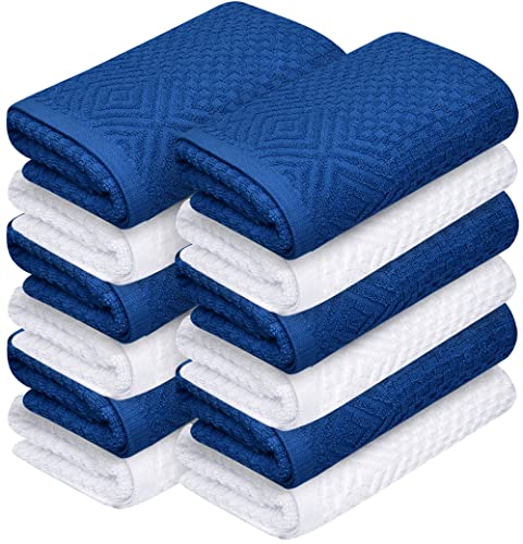 Oakias Kitchen Towels Blue (12 Pack, 16 x 26 Inches) β Cotton Kitchen Hand Towels β 450 GSM β Highly Absorbent & Quick Drying Dish Towels β Big Pop Weave
