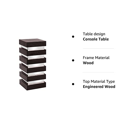 Howard Elliott Stepped Pedestal Accent, Medium, Black Wood and Mirror, 12 x 12 x 28 Inch Table