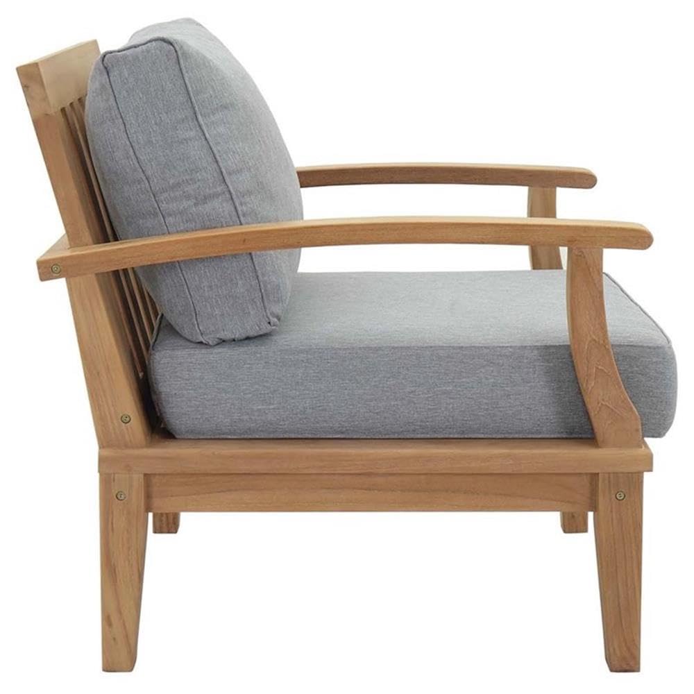 Modway EEI-1819-NAT-GRY-SET Marina Premium Grade A Teak Wood Outdoor Patio, Two Armchairs, Natural Gray