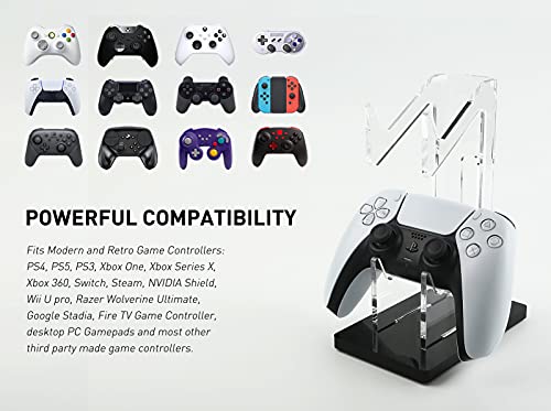 OAPRIRE Universal Dual Controller Holder for PS4 PS5 Xbox ONE Switch, Controller Stand Gaming Accessories, Build Your Game Fortresses (Crystal Black)