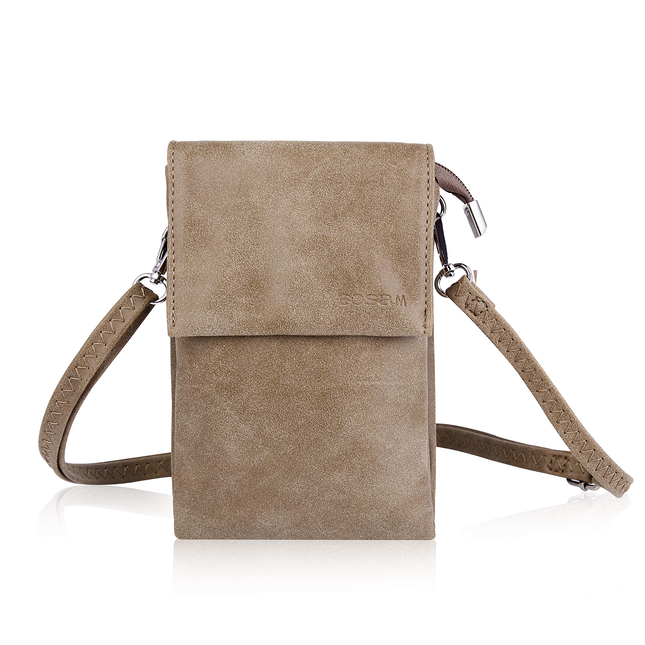 Small Crossbody Bags for Women,Cell phone Zipper Purse with Shoulder Strap for Iphone Samsung Huawei Smartphone Series(Brown)