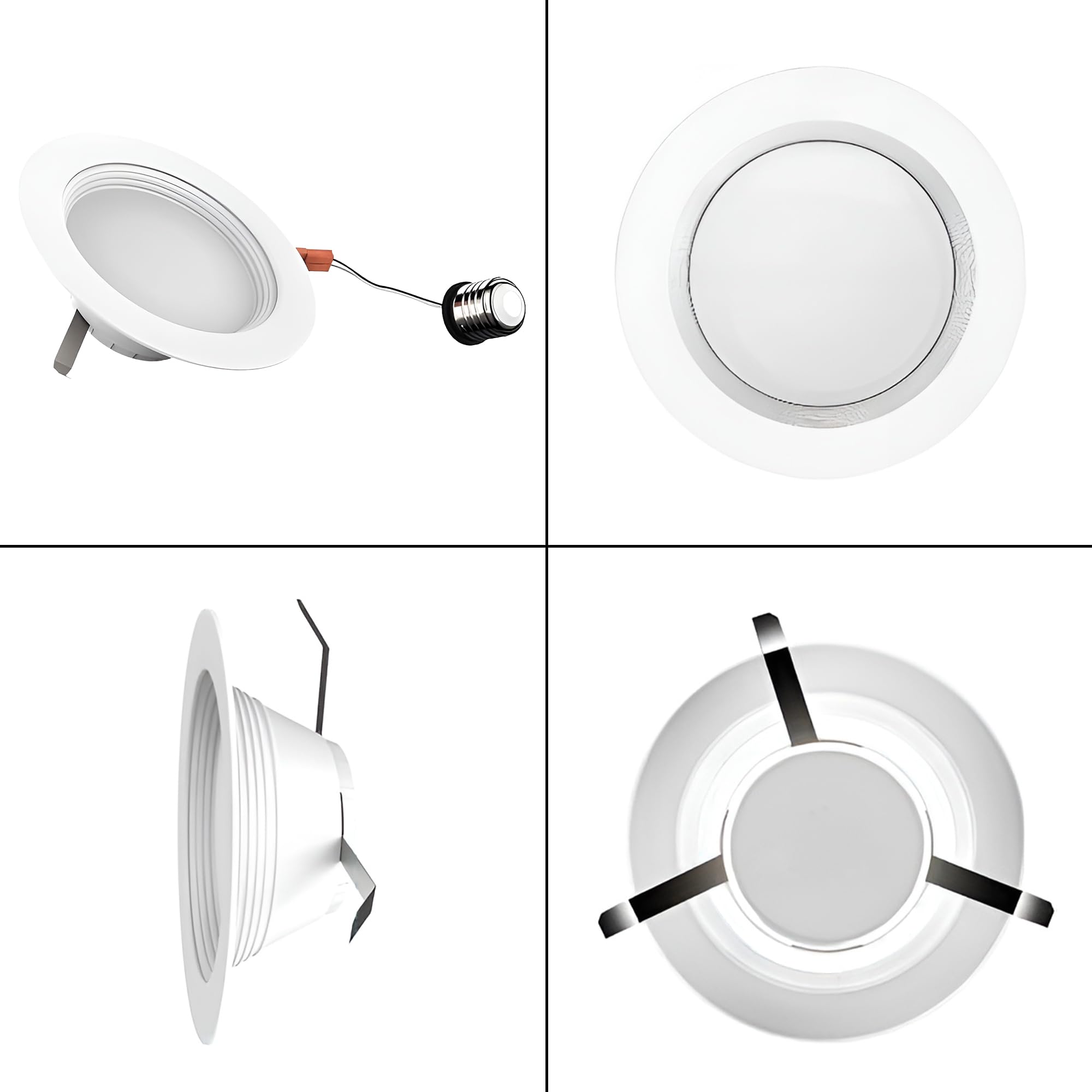 LEDMyplace 4 inch 10W Round Dimmable Retrofit LED Recessed Downlight, Pack of 4, 3000K Warm White, 650 Lumens, Replace of 35W, Baffle Trim Can Lights for Ceiling, Indoor Lighting for Home, Kitchen