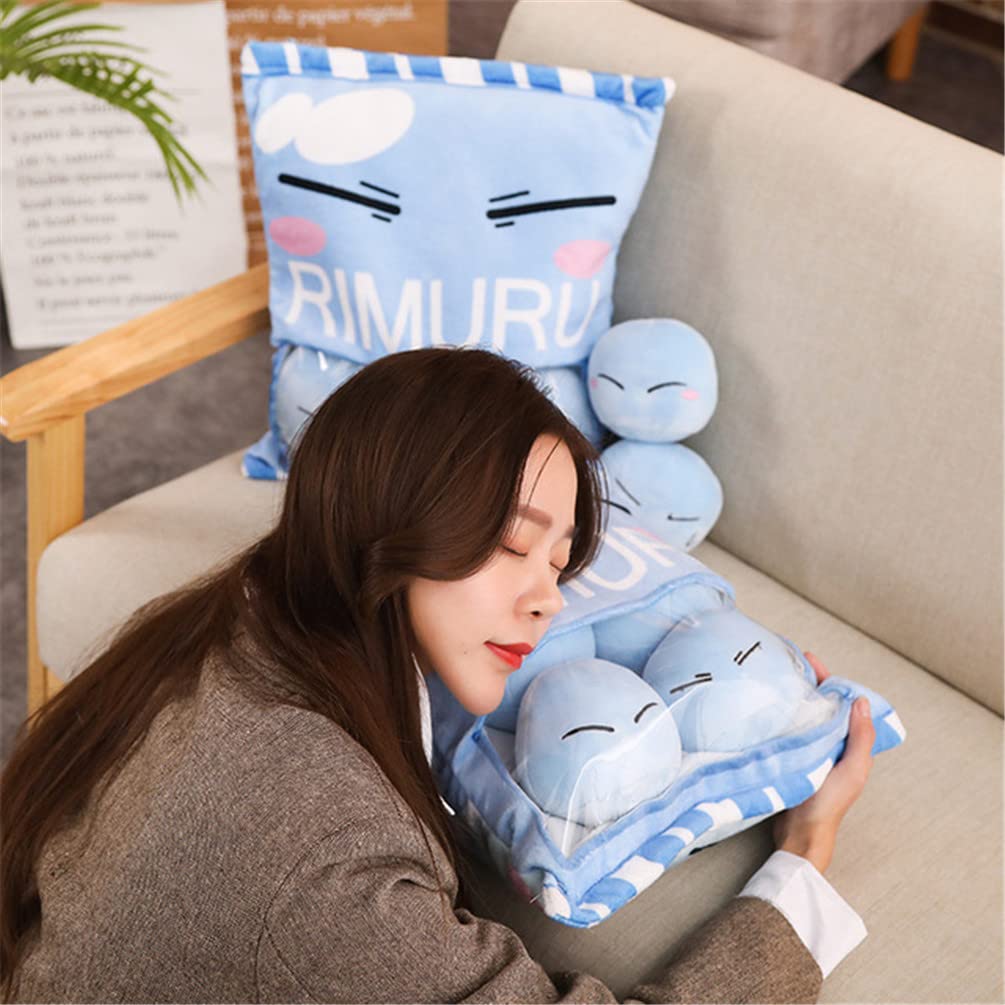 Obanai Anime That Time I Got Reincarnated as a Slime Tempest Rimuru Removable Fluffy Animal Plush Doll, Removable Plush Pillow, Internal 6 Cute Doll (Blue)