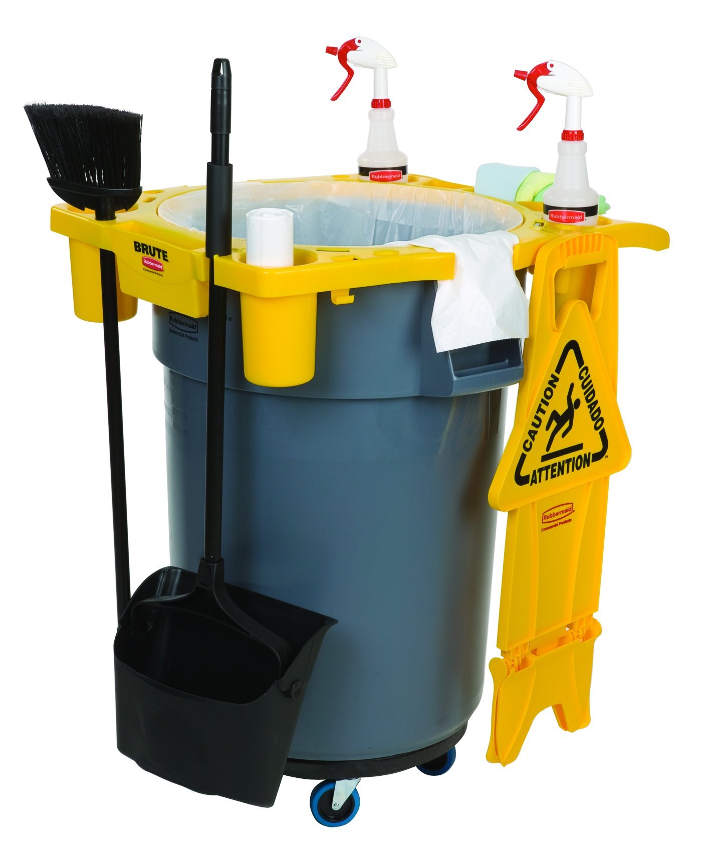 Rubbermaid Commercial Products BRUTE Trash Can Caddy for 44-Gallon BRUTE Garbage Bins, Black, Cleaning Caddy Storage