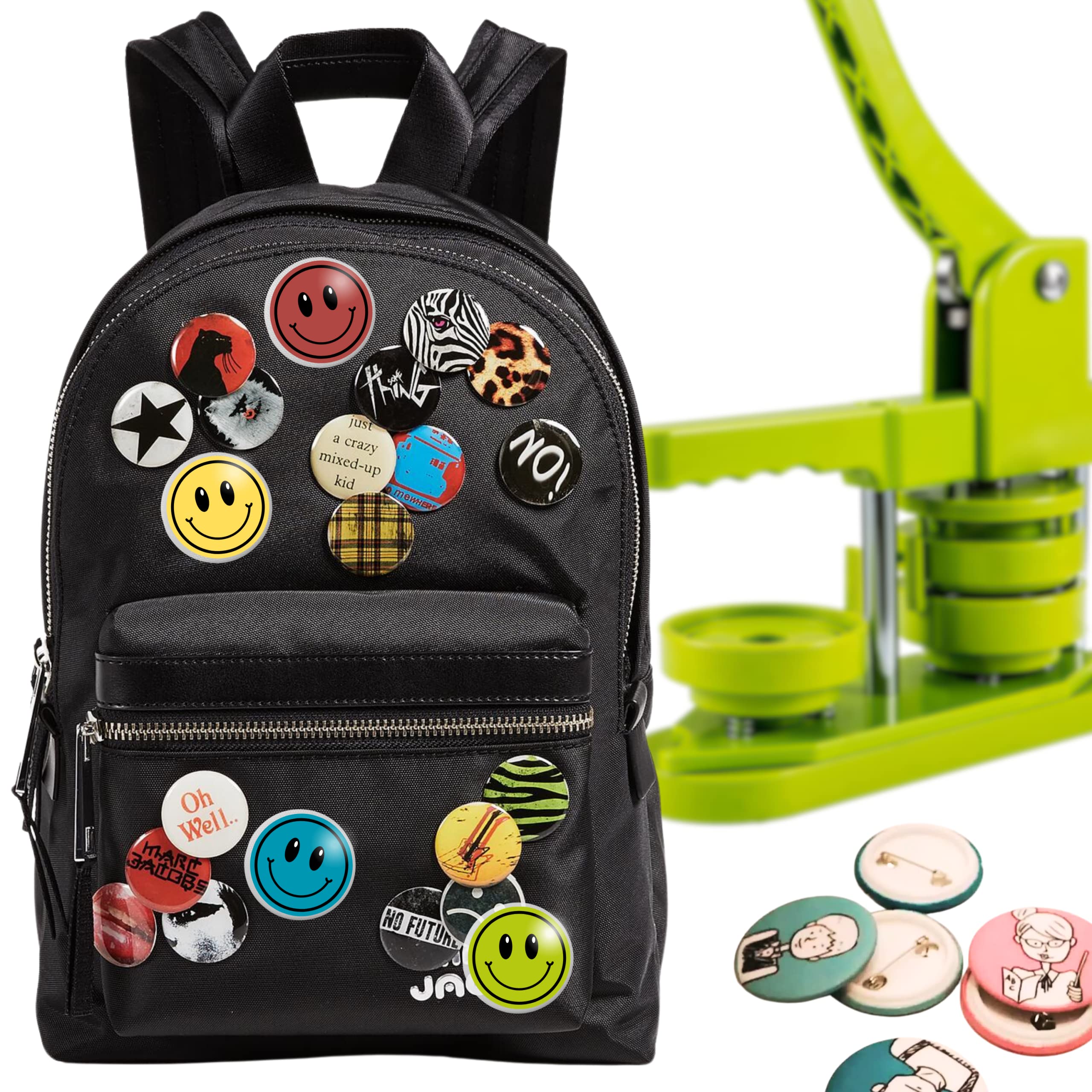 Button Maker Machine for DIY Pins – Button Press Machine 2.25 Inch with 100PCS Button Parts Button Making Supplies Pins Making Kit Button Machine Badge Maker Machine Anti-Jamming Pin Press