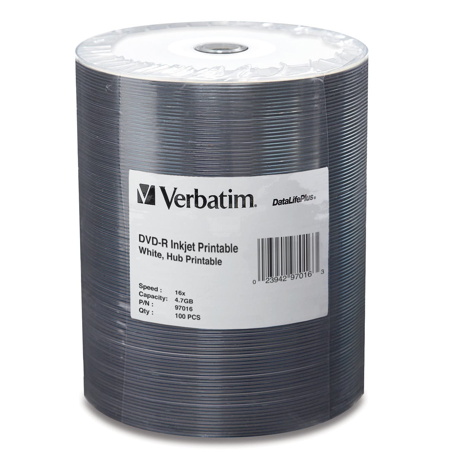 Verbatim DVD-R 4.7GB 8X DataLifePlus White Inkjet Printable Surface - 50pk Spindle