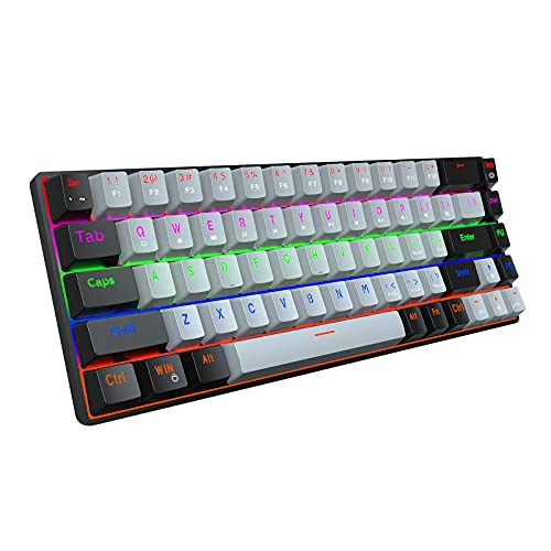 Charella 68 Key Mechanical Keyboard Type-C Wired RGB Led Backlit Blue/Red Axis Gaming Mech Keyboard WV9