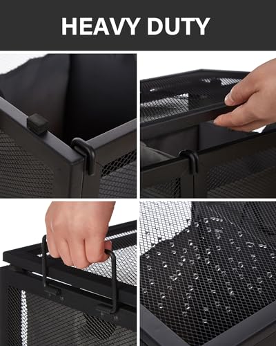 Crkmire Heavy Duty Metal Wire Laundry Hamper Lid, 29Gal (110L) 2 Section Divided Laundry Basket Double Clothes Hamper Bin for Laundry Room, Bedroom, Dorm & Kids