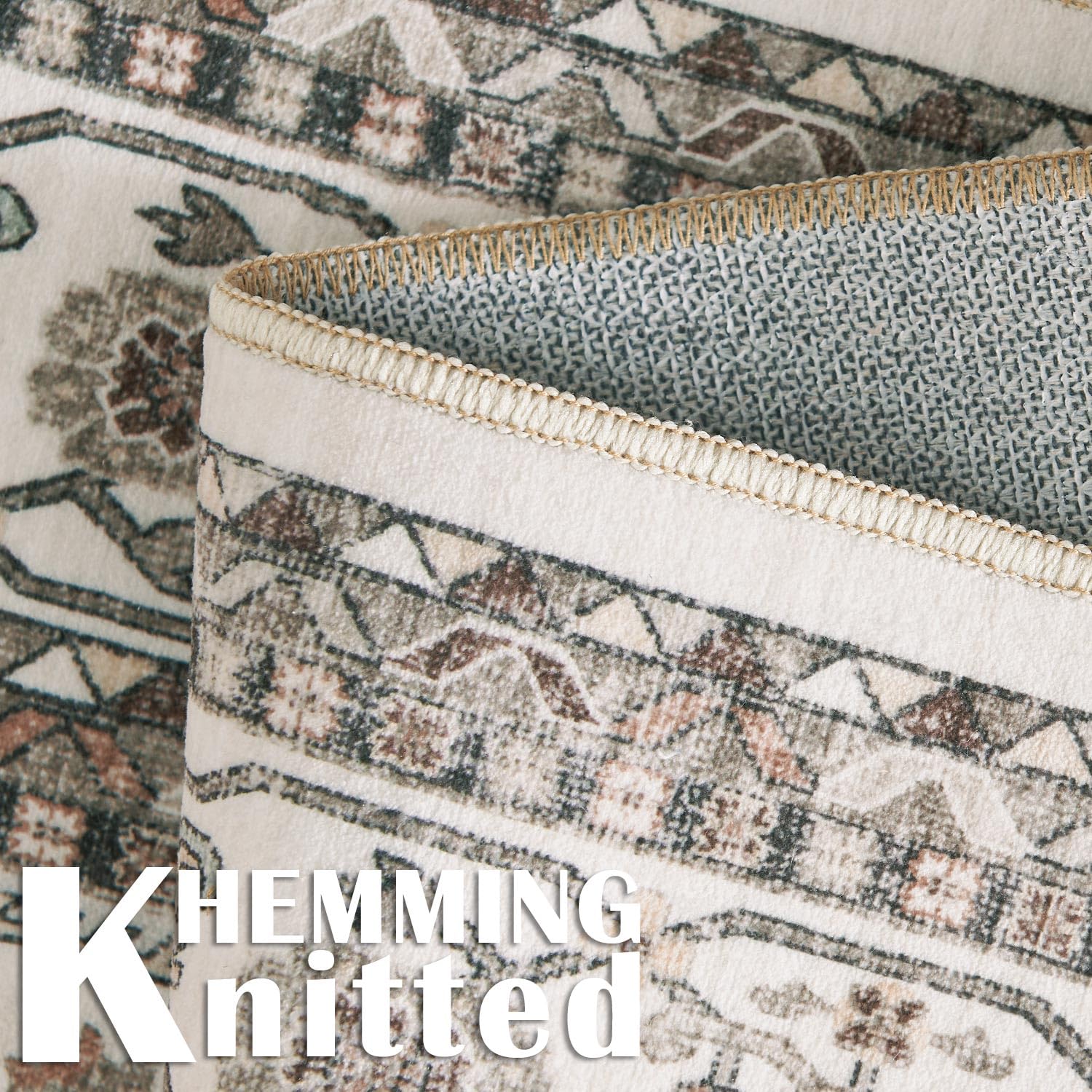 jinchan Washable Runner Rug 2x7 Kitchen Runner Rug Non Slip Grey Taupe Vintage Hallways Runner Rug Ultra-Thin Lightweight Accent Rug Soft Throw Carpet Runners Laundry Room Bedroom Livingroom
