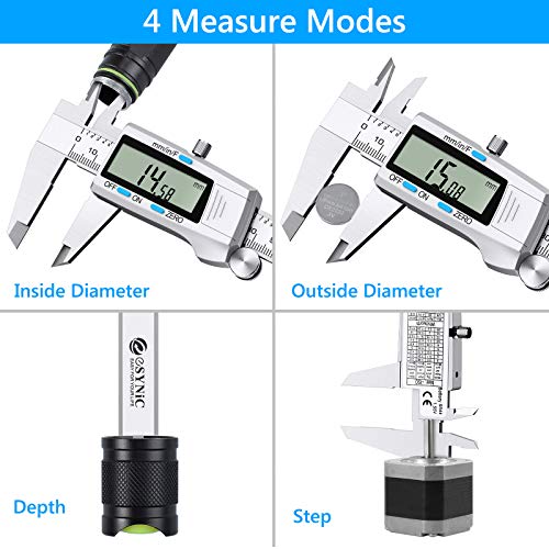eSynic Digital Vernier Caliper 6 inch/150mm + Feeler Gauge Stainless Steel Electronic Caliper Fractions/Inch/Metric Micrometer Measuring Tool for Length Width Depth Inner Diameter Outer Diameter