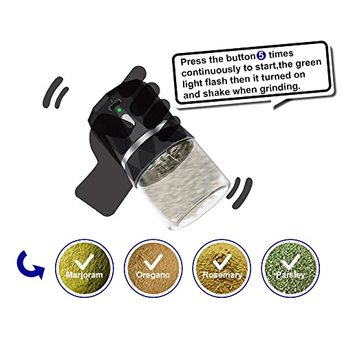 Upgraded Electric Herb Grinder, Spice Herb Grinder Electric Crusher Grinder With Mini Size 2inx3.5in 1.7oz/50ml Glass Jar Herb Jar Portable Herb Grinder Rechargeable Mini Automatic Herb Grinder