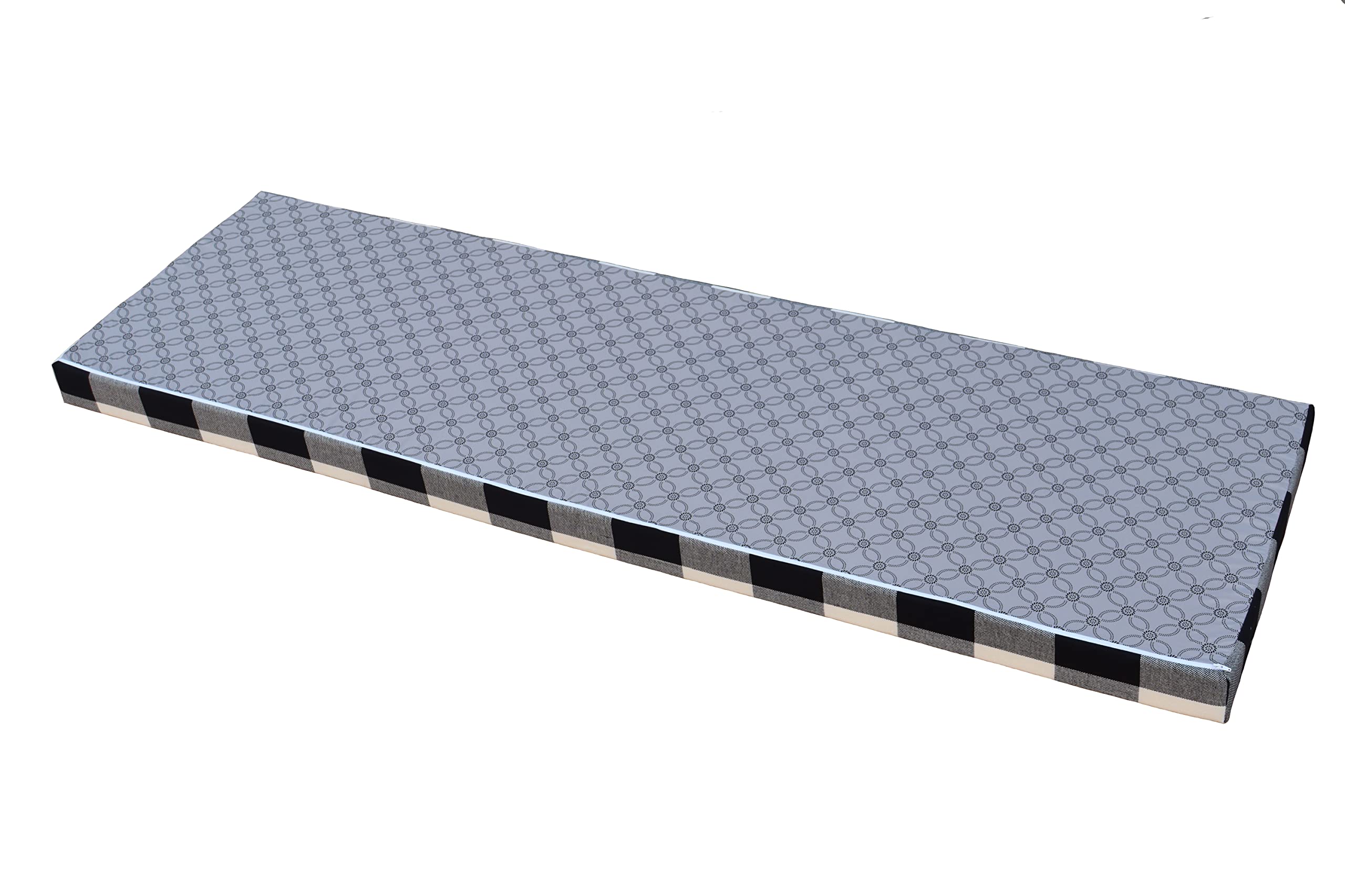 Jininworl Custom Size Bench Cushion, Checkered Gingham Plaid Pattern, High Resilience Upholstery Foam Long Chair Cushion Sofa Pads Outdoor/Indoor Patio Furniture (Black and White, Custom Size)