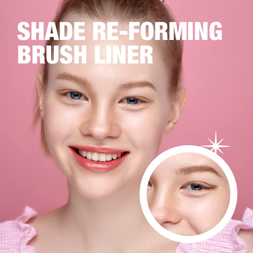 COLORGRAM Shade Re-Forming Brush Liner 20% Brown | Liquid Eyeliner, Long-Lasting Daily Makeup, Natural Eye Makeup, Smudgeproof, Winged Eyes, Cat Eye