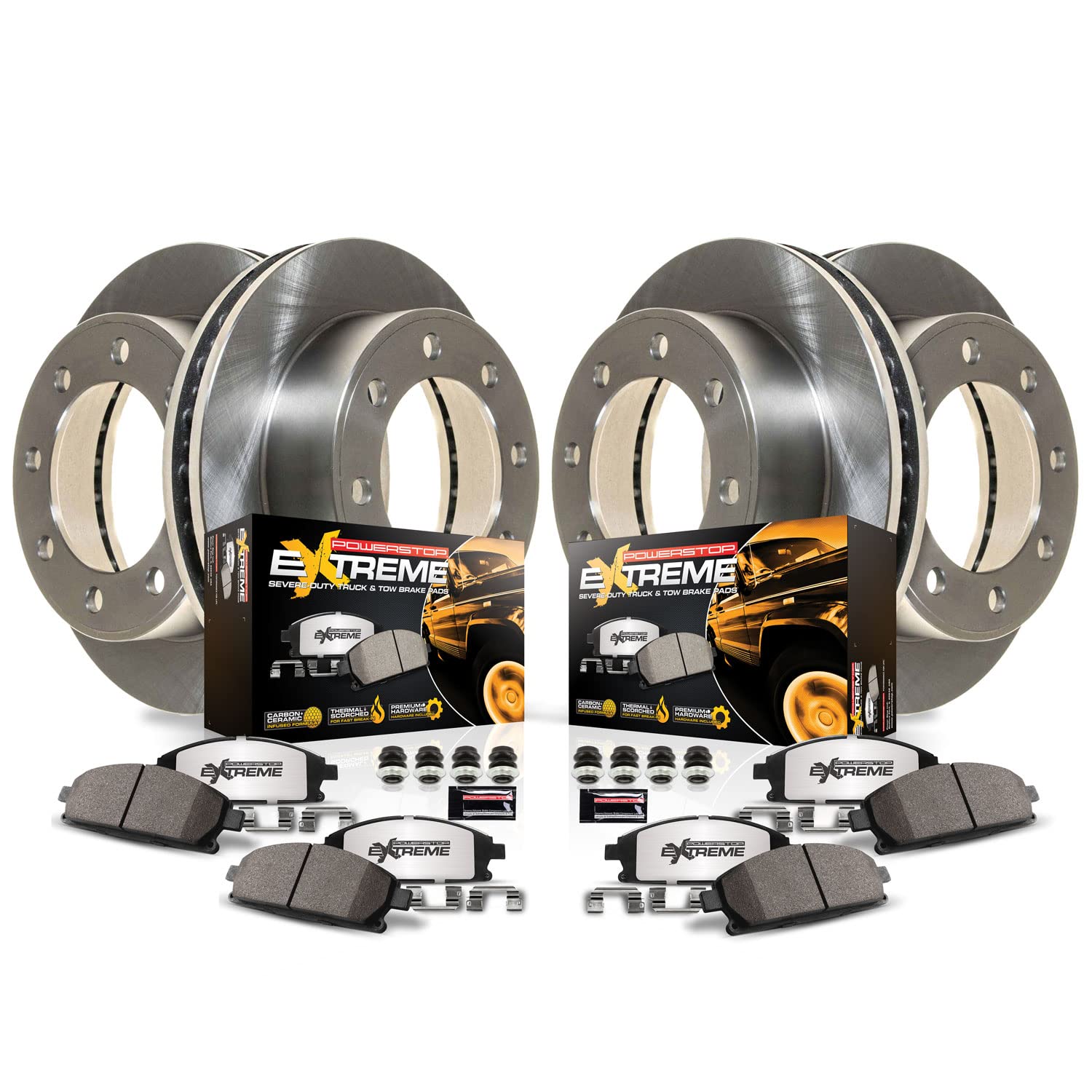 Power Stop MDK7820 Z36 Truck & Tow Front and Rear Brake Kit-OE Rotors & Carbon Ceramic Brake Pads
