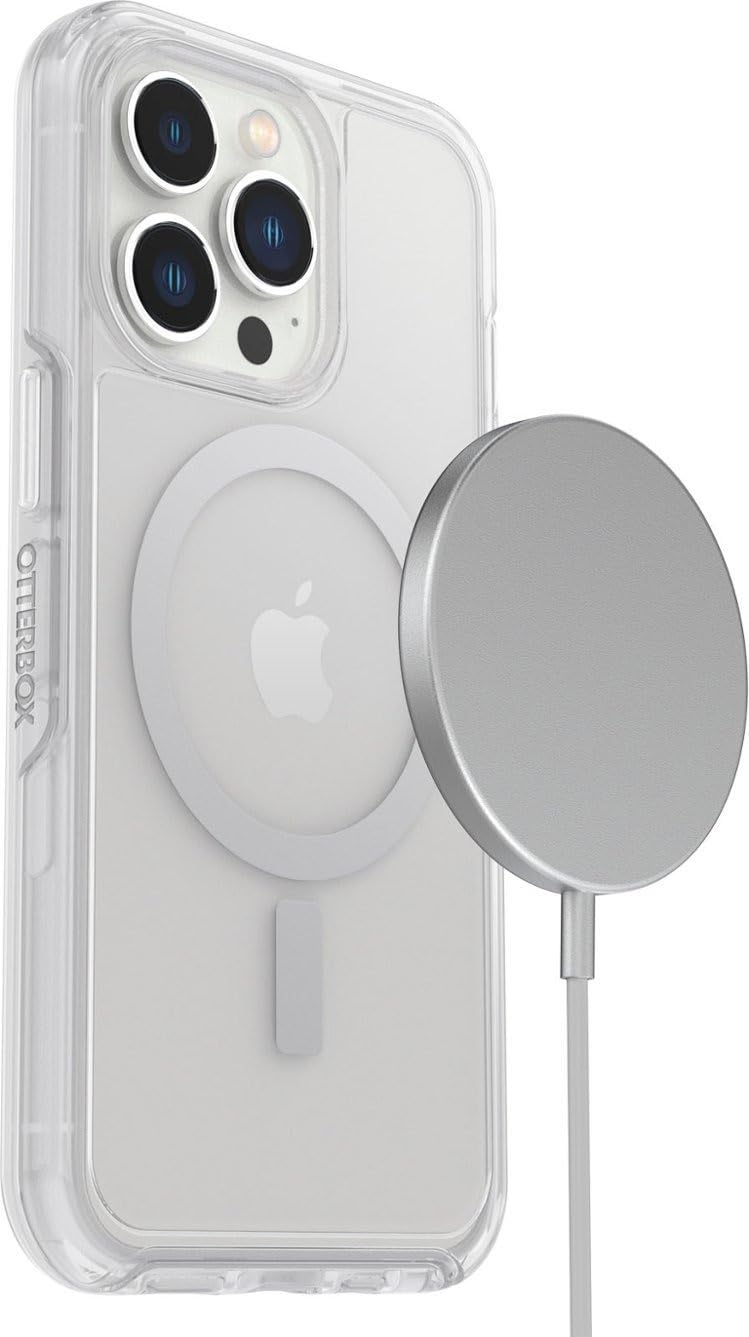 OtterBox iPhone 13 Symmetry Series+ Case - Clear, Ultra-Sleek, Snaps to MagSafe, Raised Edges Protect Camera & Screen
