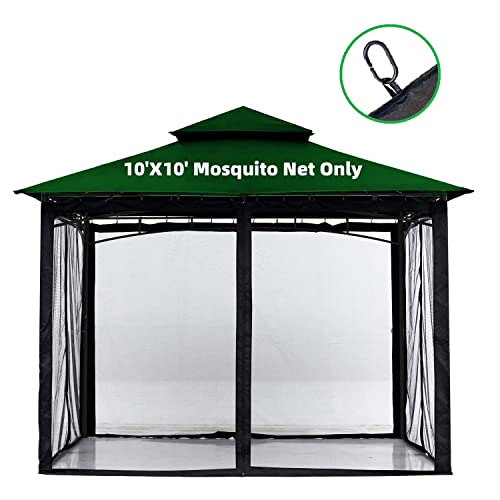 Mosquito Net for 10x10 Canopy Tent,Replacement Mosquito Netting for Gazebo Netting Screen Mosquito Screen Canopy for Camping for Patio Tent 10x10' (Mosquito Netting Only, Black 2)