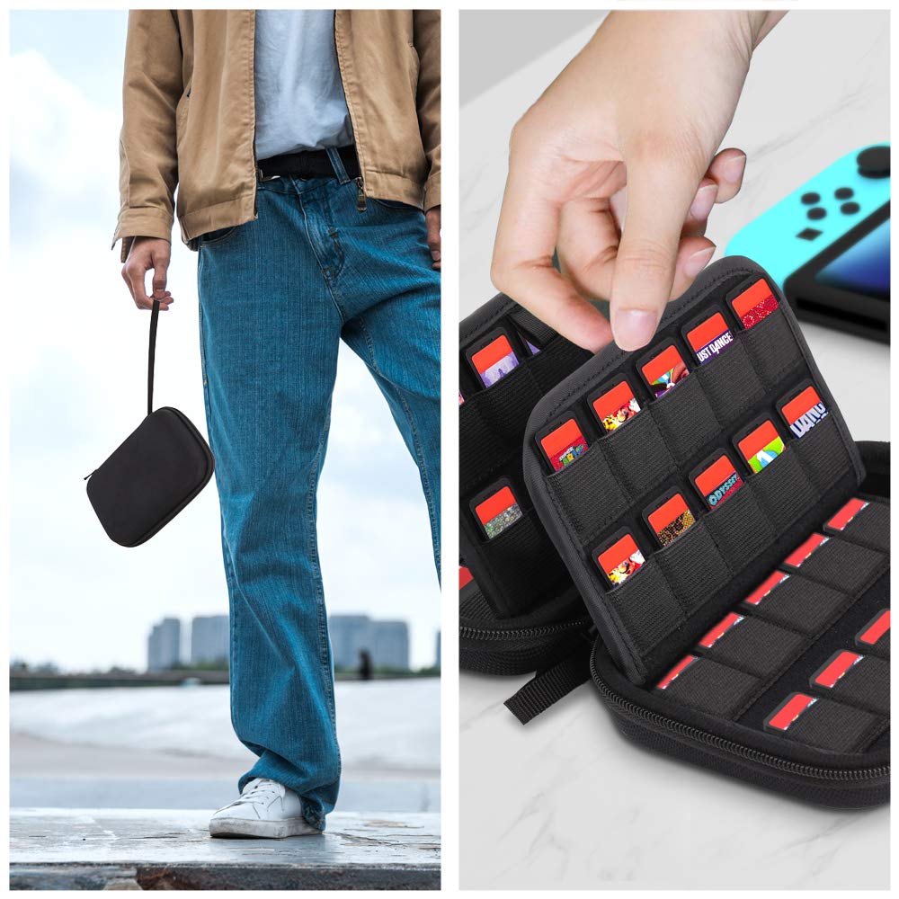 MoKo 80 Game Card Storage Holder Cartridges Card Organizer Shockproof Water Resistant Card Holder Anti-Scratch Carrying Storage Box Compatible with Nintendo Switch and PS Vita Game Card - Black