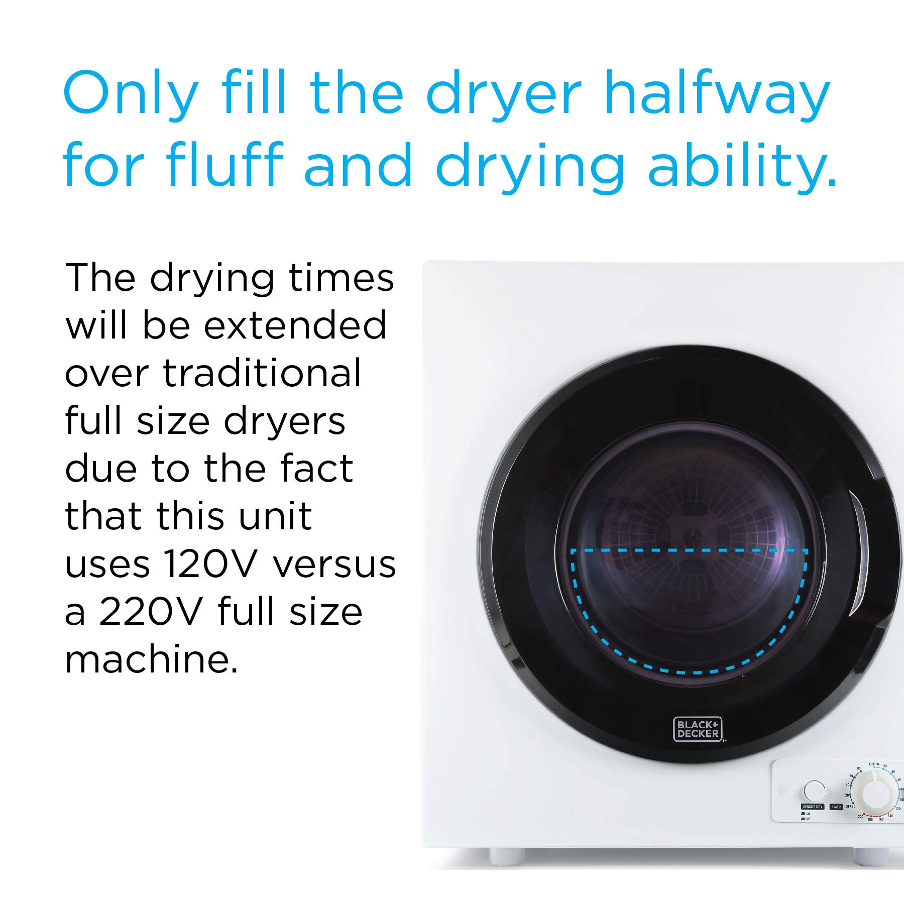 BLACK+DECKER BPWH84W Washer Portable Laundry, White, 0.84 Cu. Ft. & BCED26 Portable Dryer, Small, 4 Modes, Load Volume 8.8 lbs, White