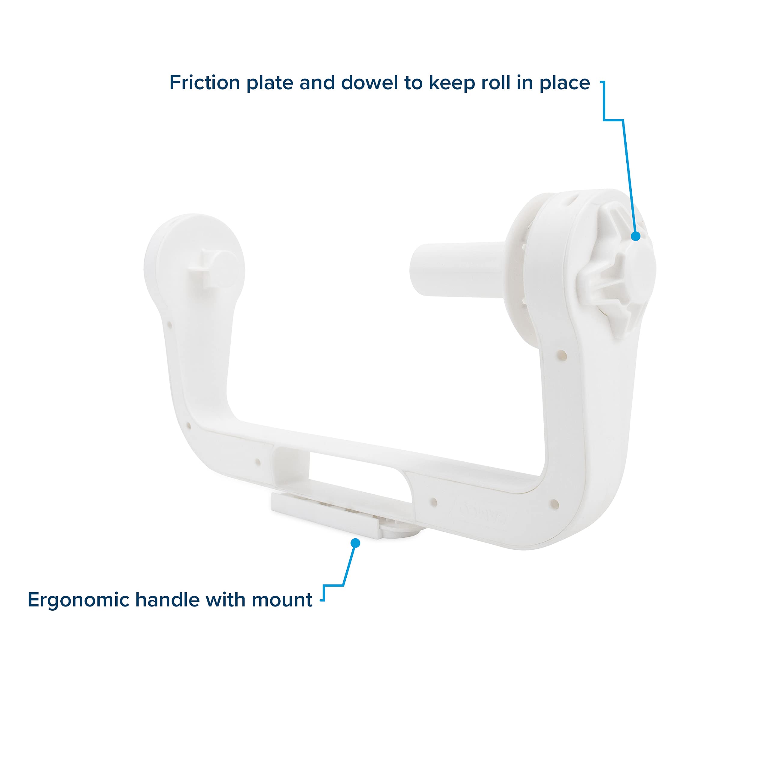Camco Paper Towel Holder | Ideal for Compact Areas | Features Mountable Design and Adjustable Side Knob | White (57114)
