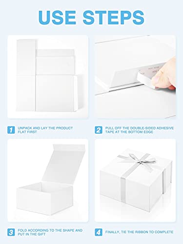 MESHA 8X8X4 Magnetic Gift Box,1PC Gift Box Magnetic Closure,White Gift Boxes with Lids for Keepsakes Jewelry Photography Coffee Mugs Home Ogranization