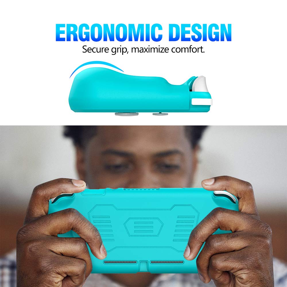 MoKo Grip Case Compatible with Switch Lite, Anti-Collision Non-Slip Shockproof Silicone Case Cover Shell Compatible with Switch Lite 2019 - Turquoise
