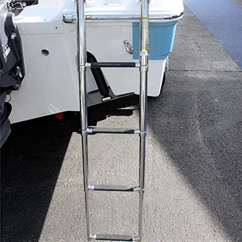 Marinebaby Heavy Duty Boat Telescopic 4 Step Ladder,Stainless Steel Swim Platform Telescoping Ladder,Extendable Step for Boat Yacht