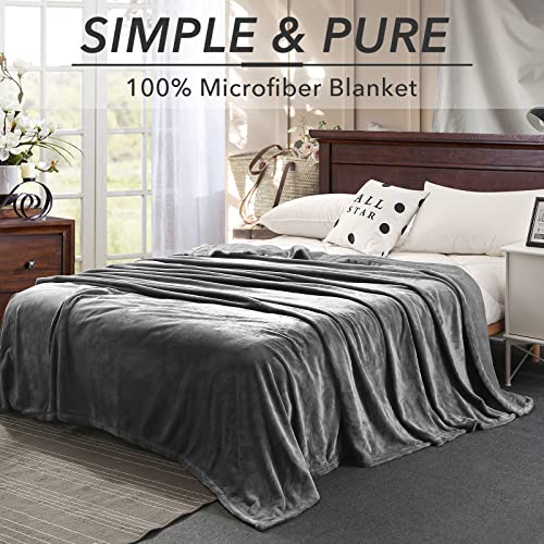 LBRO2M Flannel Fleece Bed Blanket, Queen Size Super Soft Warm Fuzzy Microfiber Velvet Plush Throw Lightweight Cozy Couch Blankets, All Season Use