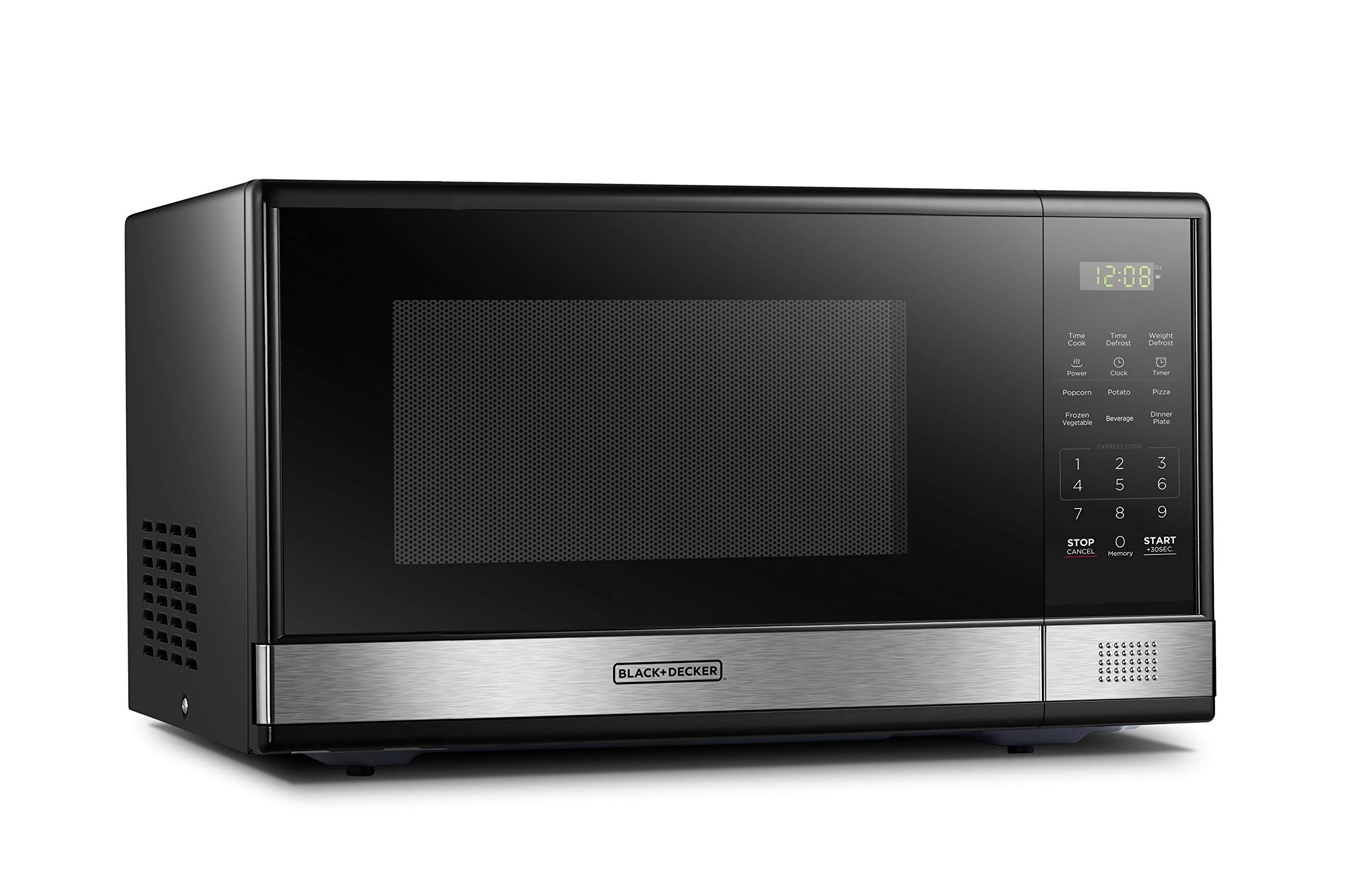 BLACK+DECKER EM031MB11 Digital Microwave Oven with Turntable Push-Button Door,Child Safety Lock,1000W,1.1cu.ft,Stainless Steel, 1.1 Cu.Ft (Renewed)