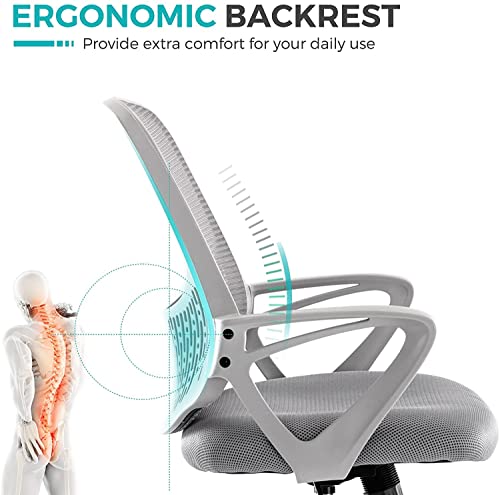 Office Chair Ergonomic Computer Chair Mesh Back Desk Chair Mid Back Task Chair with Armrests/Height Adjustable for Home Office Gaming