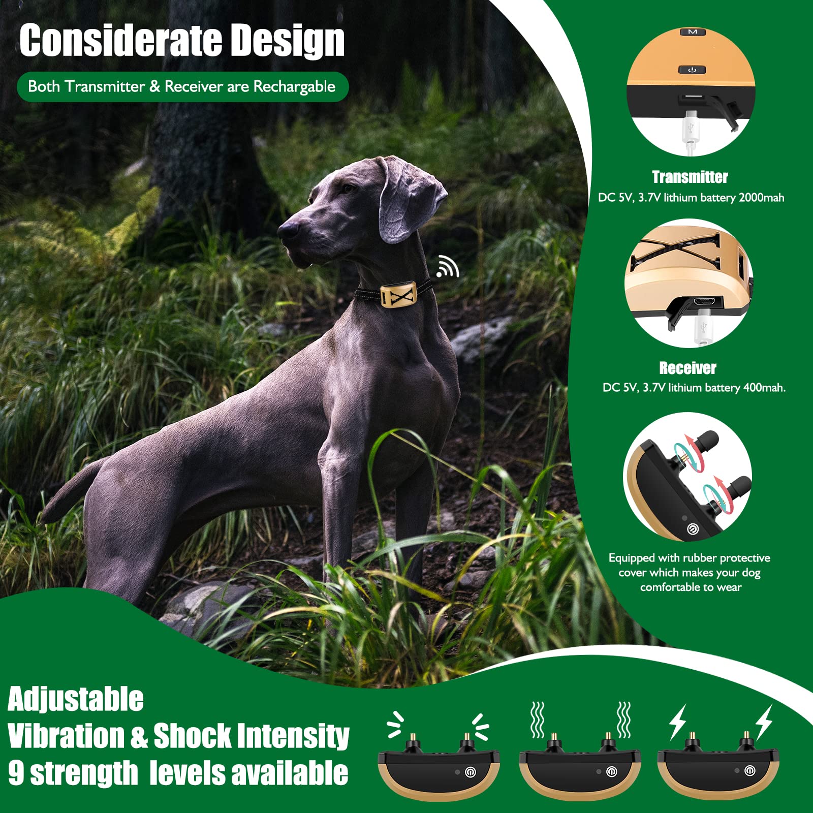 BHCEY Wireless Dog Fence,Electric Dog Fence Wireless System & Training Collar,2-in-1 Wireless Safe Dog Boundary,Adjustable Pet Containment Fence System,Rechargeable Collar for Dogs